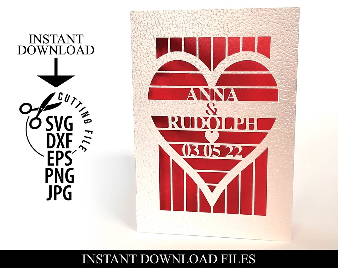 SVG Wedding Card | Personalized Papercut Wedding Card SVG | Engagement ...