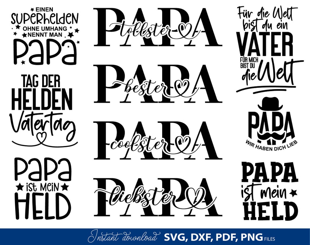 Deutscher Papier Plotterdatei SVG | Liebling Papa Herz SVG | Die Beste Papa SVG | Cricut ...