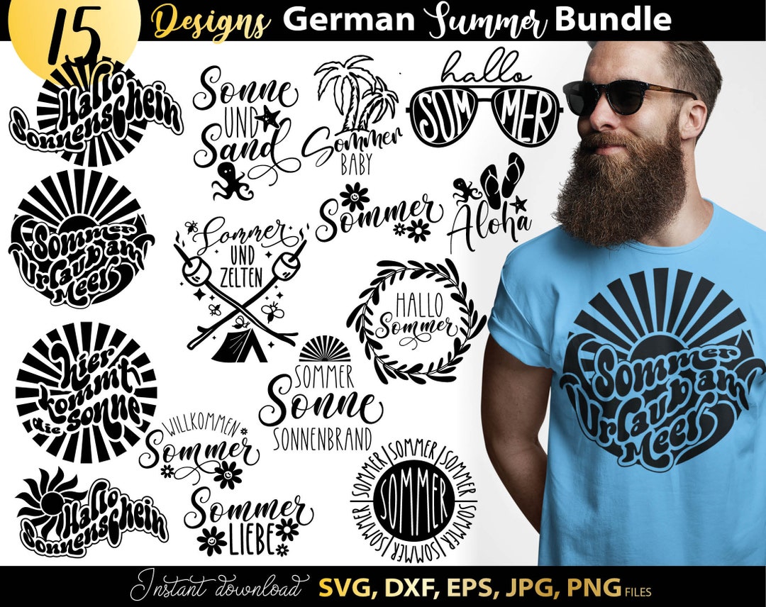Deutscher Sommer Plotterdatei SVG Bundle | Hallo Sommer Png Dxf Jpg Eps | Sommer Liebe SVG ...