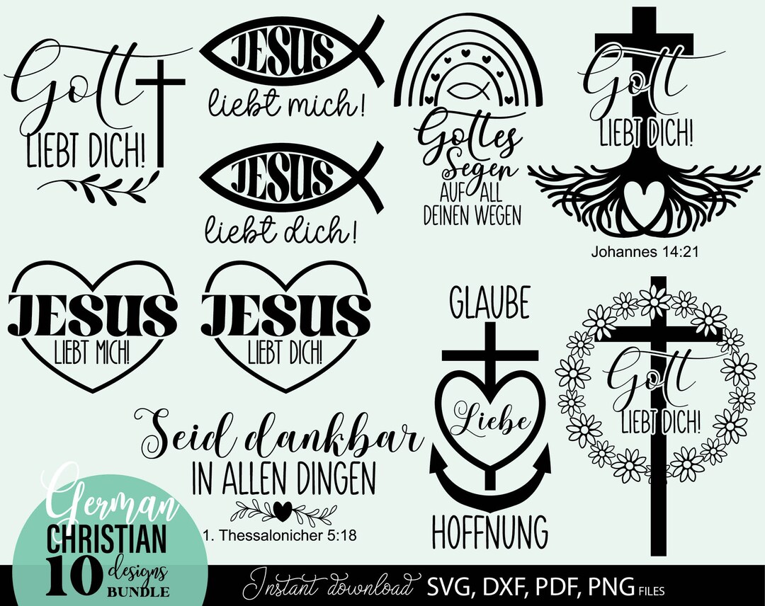 German Christen Sprüche Plotterdatei Bundle Svg Dxf Pdf Png - Etsy