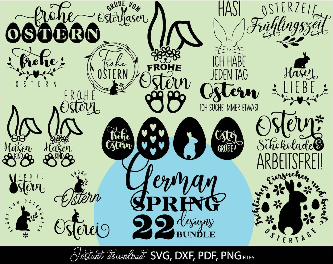 Deutsch Ostern Plotterdatei SVG DXF PNG Frühling Hase Herz Botanisches ...