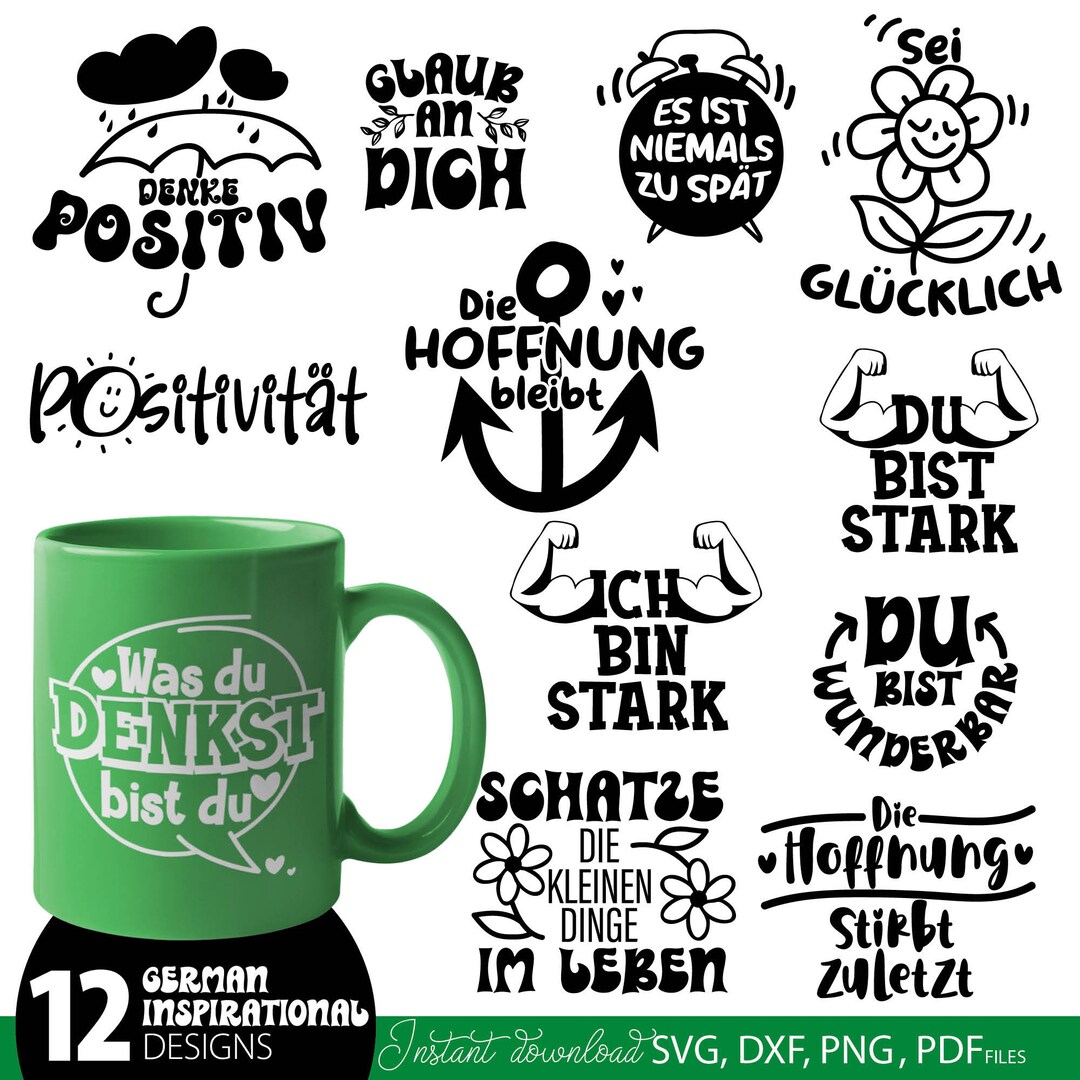 German Motivational Quotes Plotter File SVG PNG DXF German - Etsy