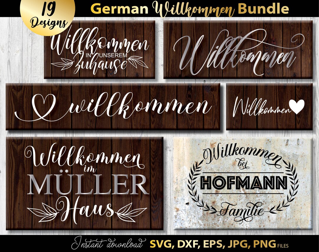 German Willkommen Plotter File Svg Bundle, German Welcome to Our Home ...