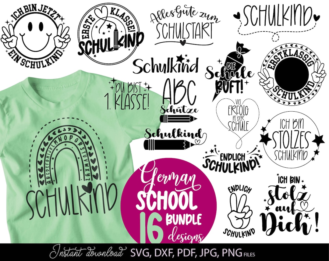 Schulkind Plotterdatei SVG Bundle Schuleinführung Cut File Plotterdatei Schulkind Plotterdatei ...