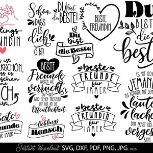 German Plotter File SVG PNG DXF Bundle Beste Freundin German Freunde ...