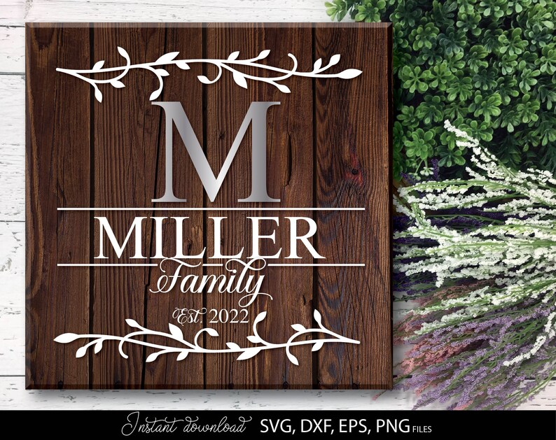 Regal Family Monogram Frame SVG PNG: Split Letter Sign (digital ...
