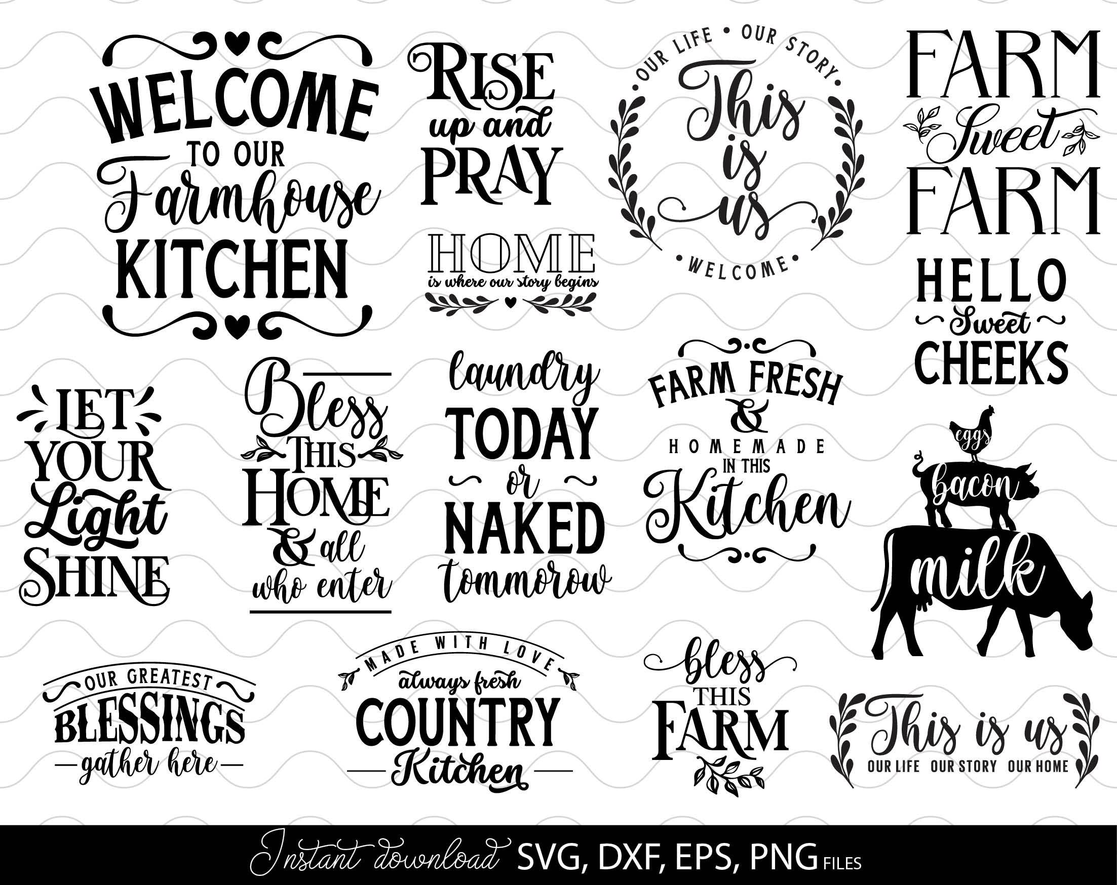 Farmhouse Kitchen SVG Bundle Kitchen Decor SVG Rustic Home - Etsy