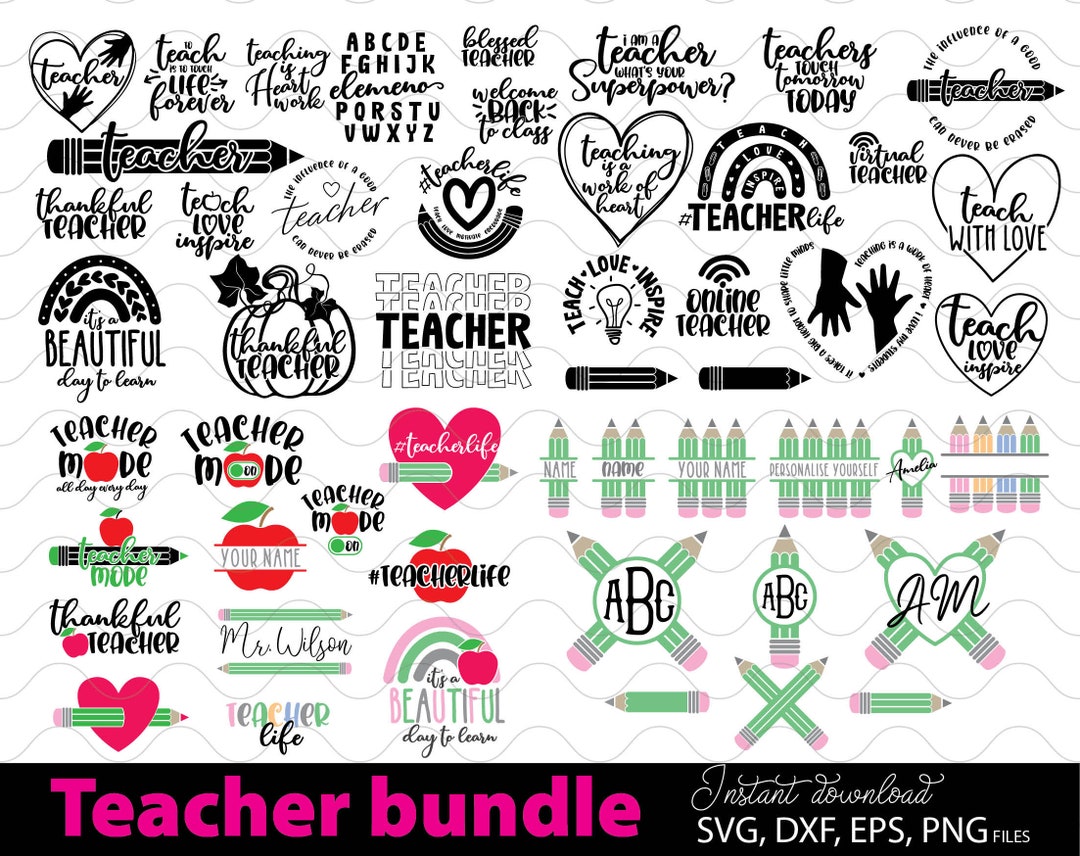 Teacher SVG Bundle, Teacher Gifts SVG, Teacher Shirts SVG, Teacher Sign ...