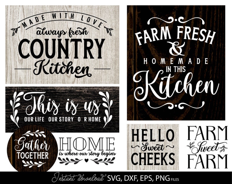 Farmhouse Kitchen SVG Bundle Kitchen Decor SVG Rustic Home - Etsy