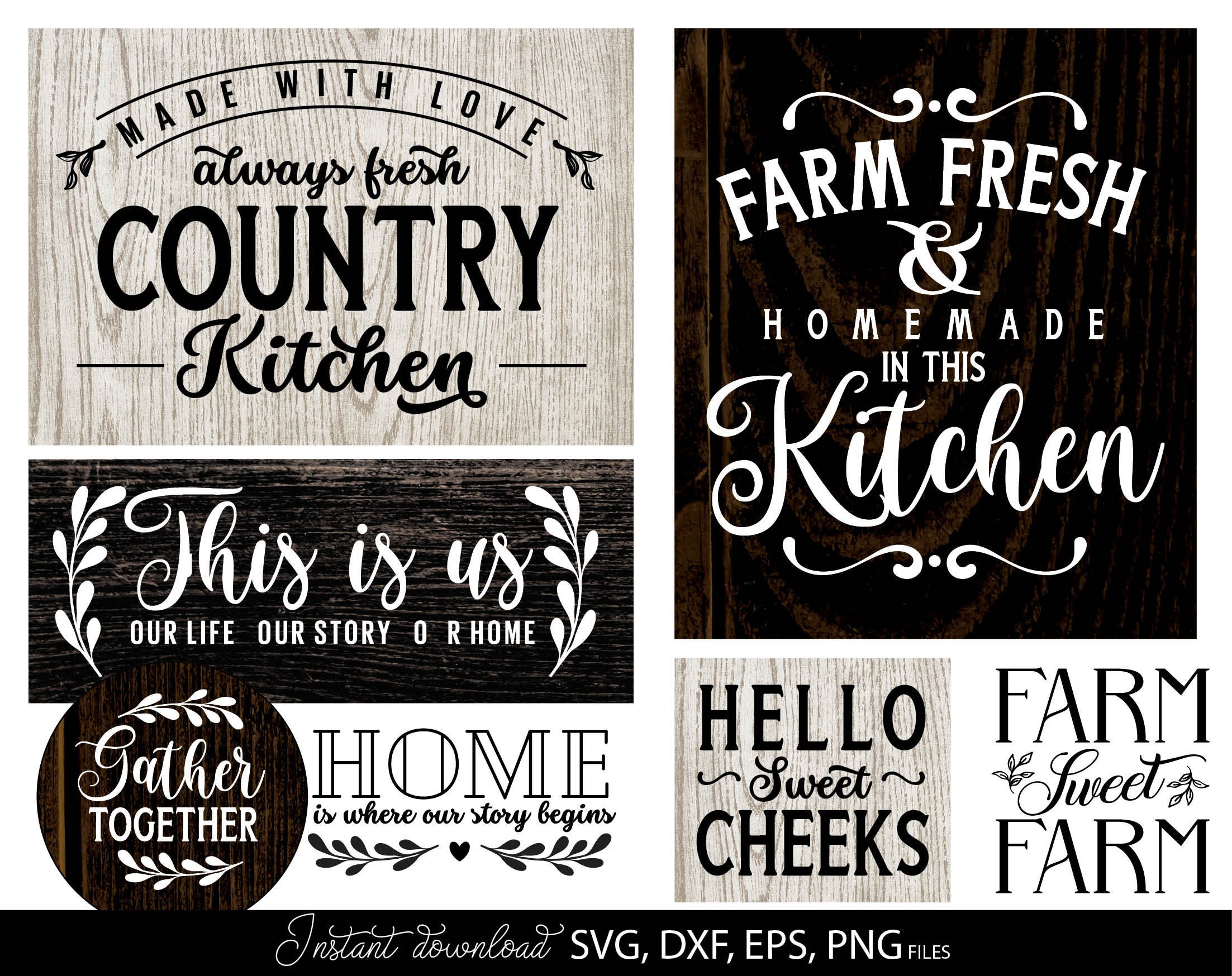 Farmhouse Kitchen SVG Bundle Kitchen Decor SVG Rustic Home - Etsy
