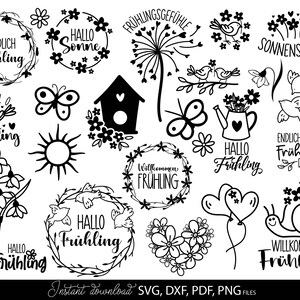 Plotterdatei Frühling Plotterdatei Ostern Plotter File Spring SVG Plotterdatei Blume Hello ...