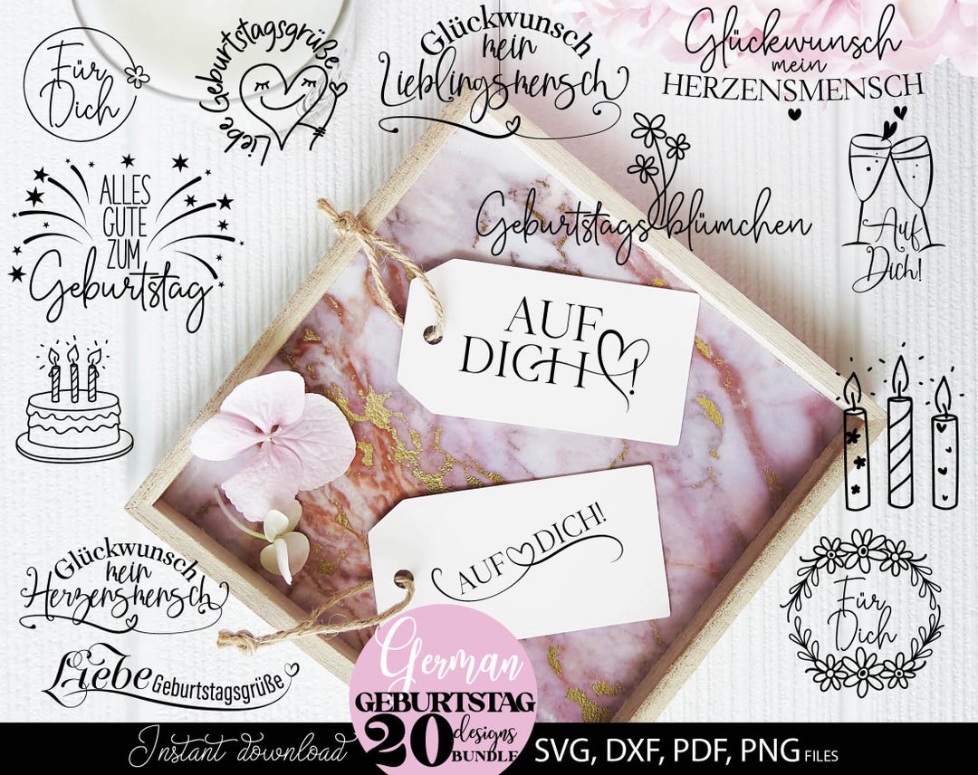 German Birthday SVG Bundle: Alles Gute Zum Geburtstag Clipart (digital ...