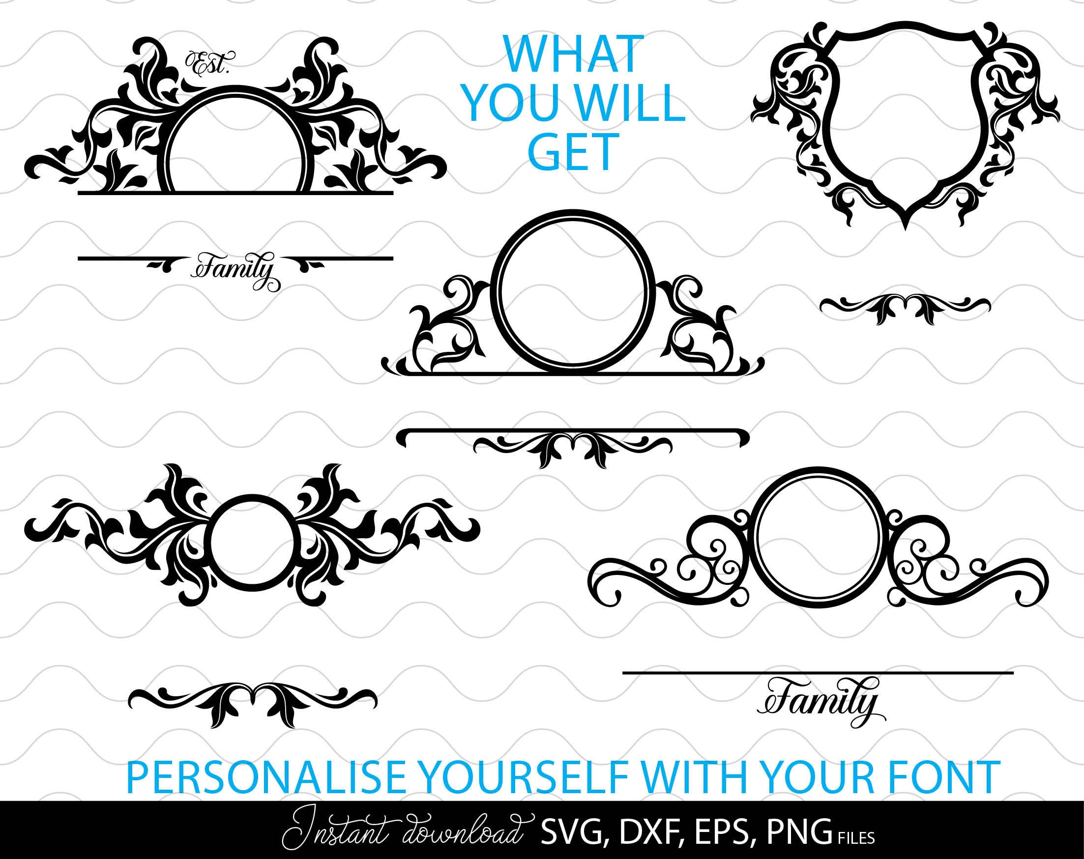 Monogram SVG Bundle | Family Name Sign SVG | Last Name SVG | Wreath ...