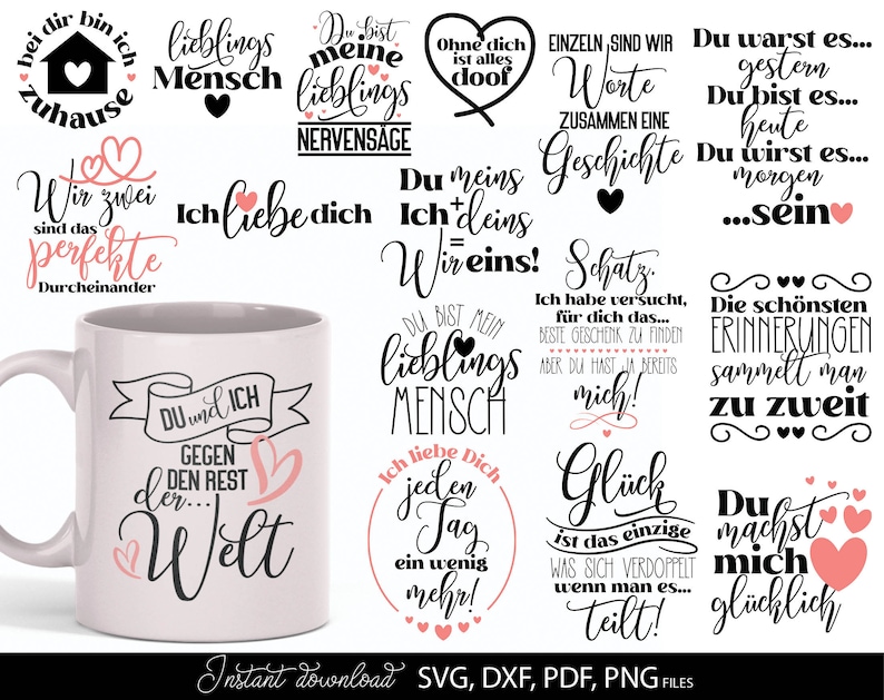 German Liebe Quotes Plotter File SVG PNG DXF Liebling Heart - Etsy