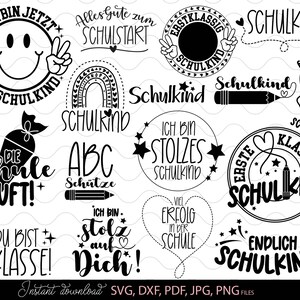 Schulkind Plotterdatei SVG Bundle Schuleinführung Cut File Plotterdatei Schulkind Plotterdatei ...