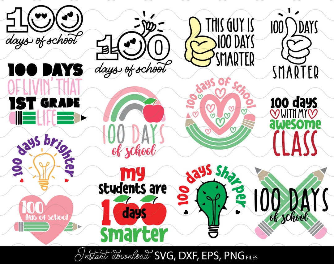 100 Days of School SVG Bundle | Teacher SVG Bundle | 100 Days of School ...