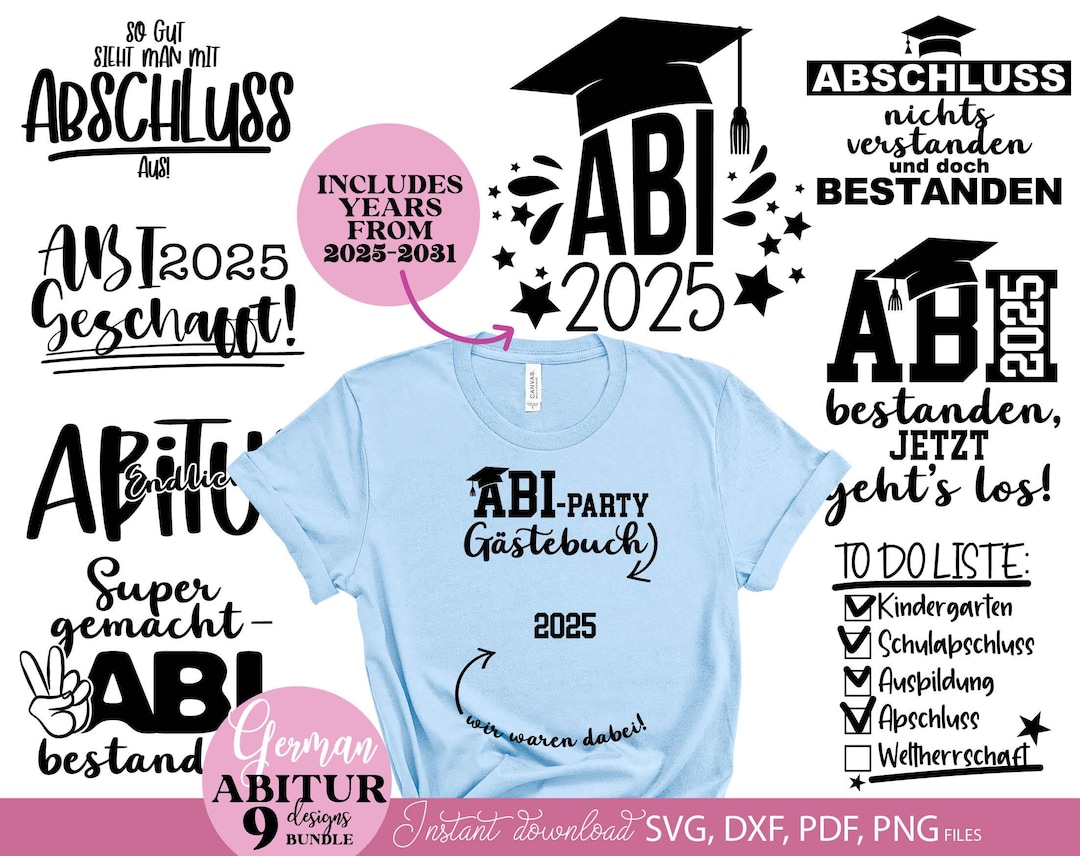 German Abitur 2025 Svg Png, ABI 2025 Plotterdatei Bundle, Abschluss ...