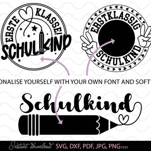 Schulkind Plotterdatei SVG Bundle Schuleinführung Cut File Plotterdatei Schulkind Plotterdatei ...