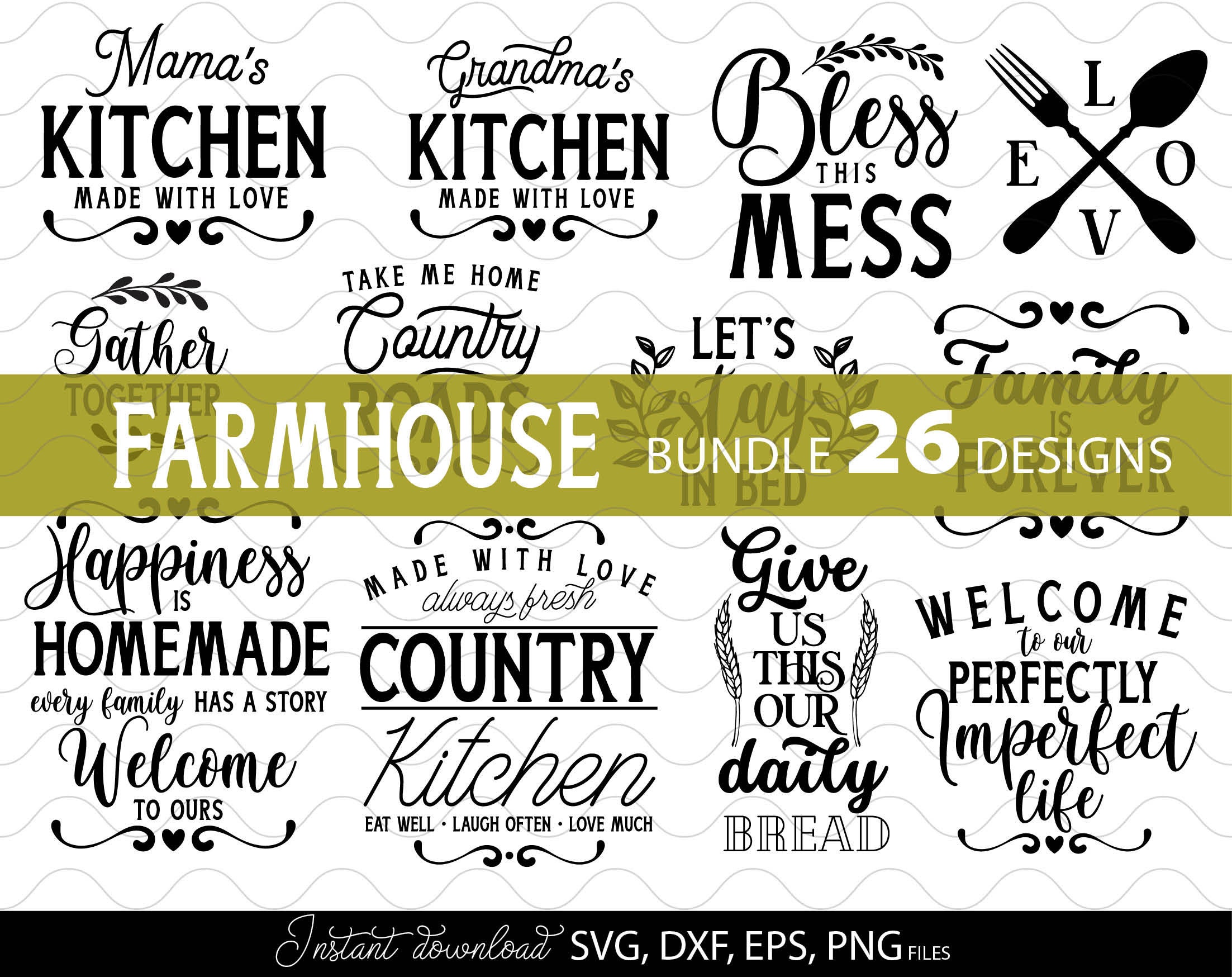 Farmhouse Kitchen SVG Bundle Kitchen Decor SVG Rustic Home - Etsy