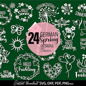 Plotterdatei Frühling Plotterdatei Ostern Plotter File Spring SVG Plotterdatei Blume Hello ...