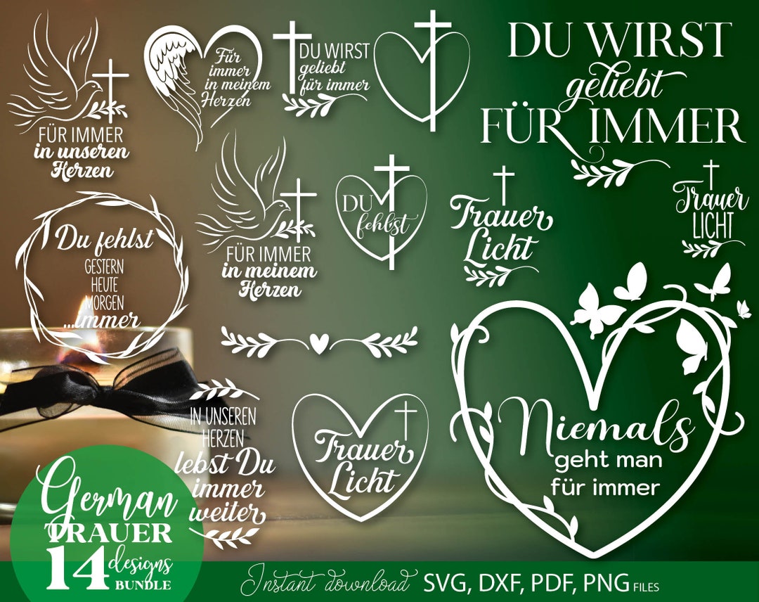 Plotterdatei Trauer Deutsche Sprüche Svg Png Abschied SVG Plotterdatei Abschied Grablichter ...