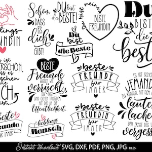 Deutsche Plotterdatei SVG PNG DXF Bundle Beste Freundin Deutsche Freunde Plotterdatei Cricut ...