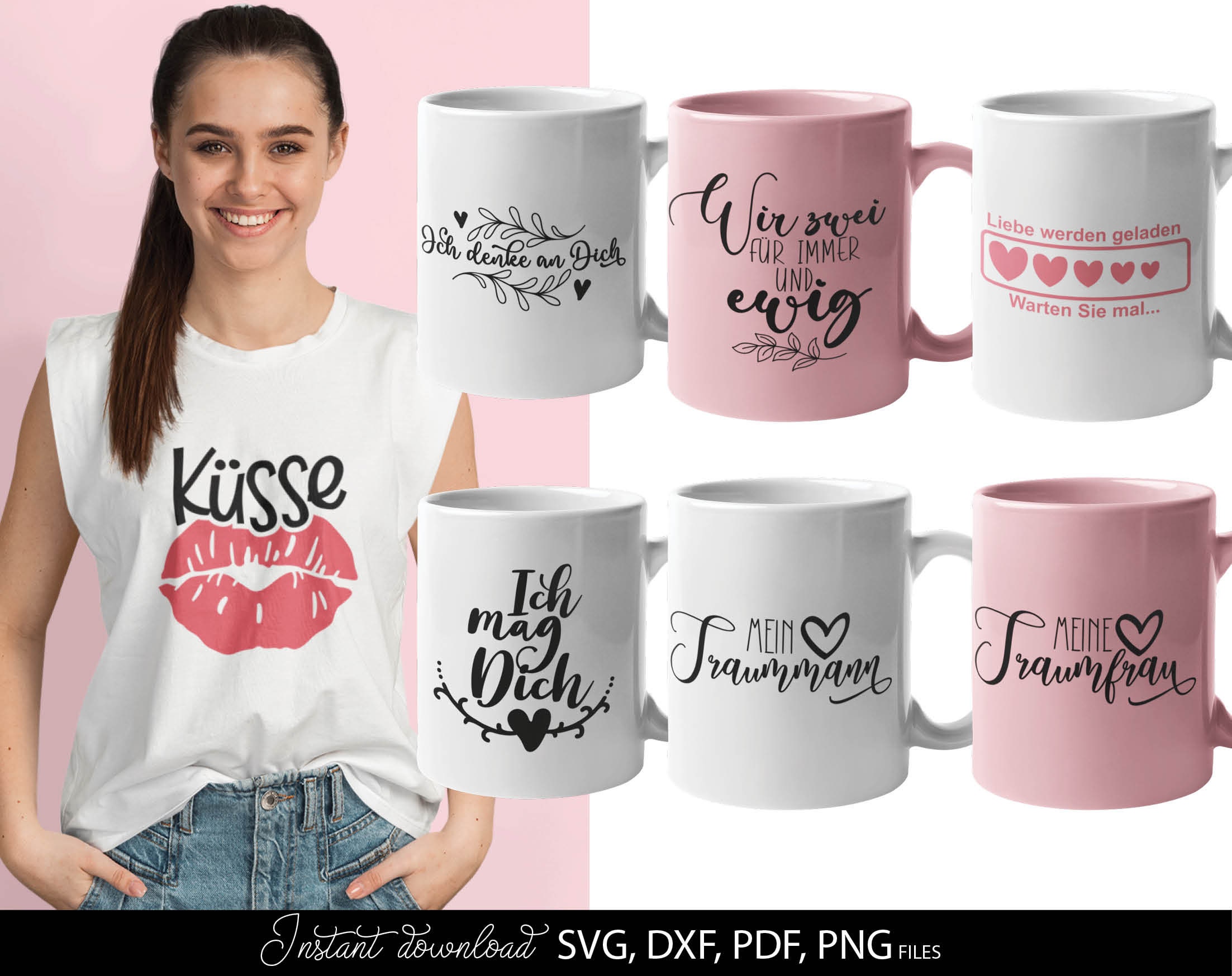 German Liebe Quotes Plotter File SVG PNG DXF Liebling Heart - Etsy