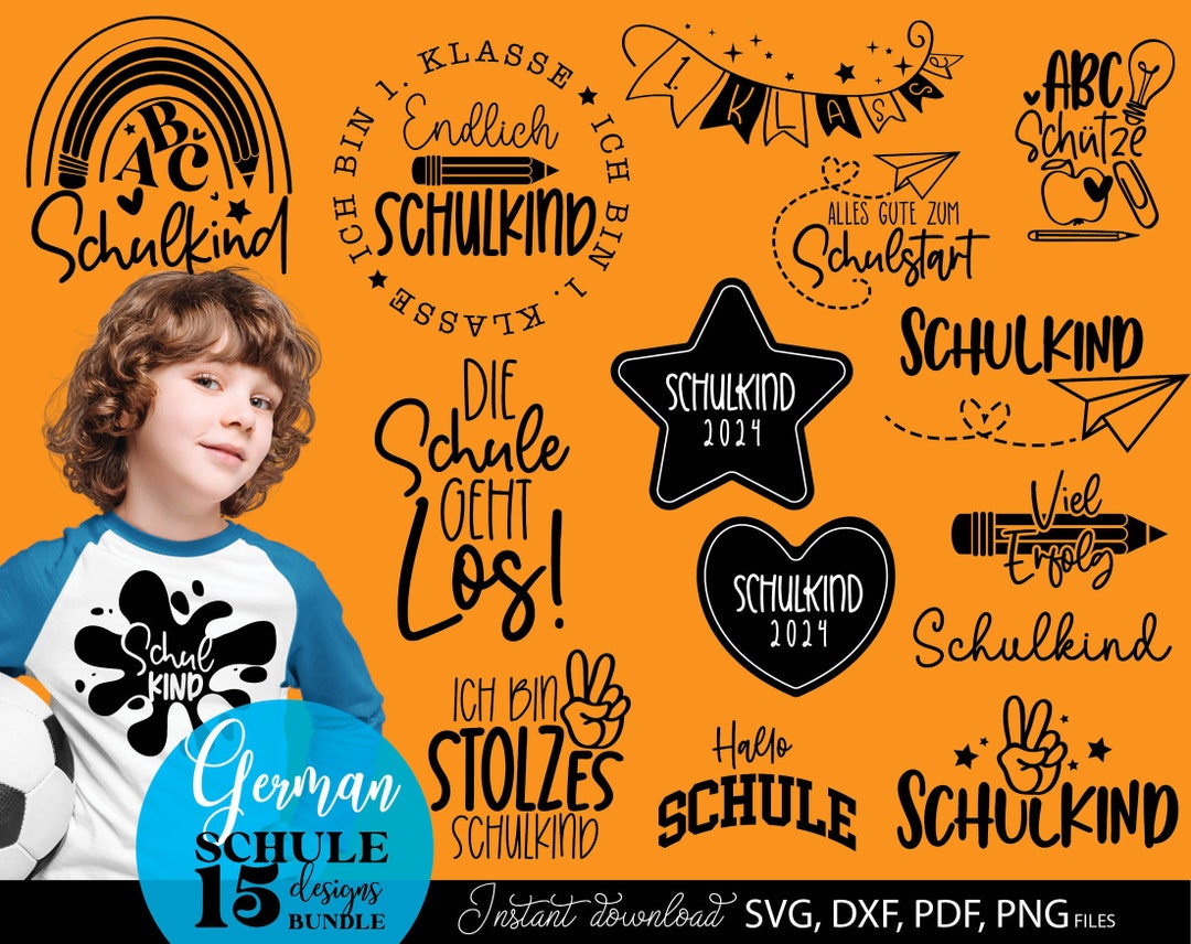 German Schulkind Plotter File Svg Png Bundle, Schuleinführung Cut File, Plotterdatei Schulkind ...