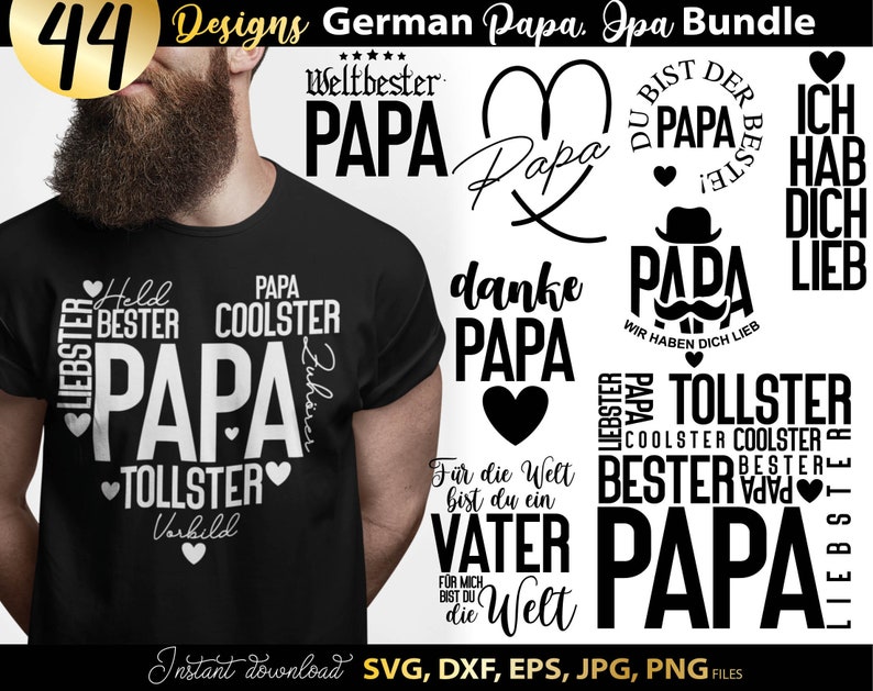 German Papa Plotter File SVG Liebling Papa Heart SVG Die - Etsy