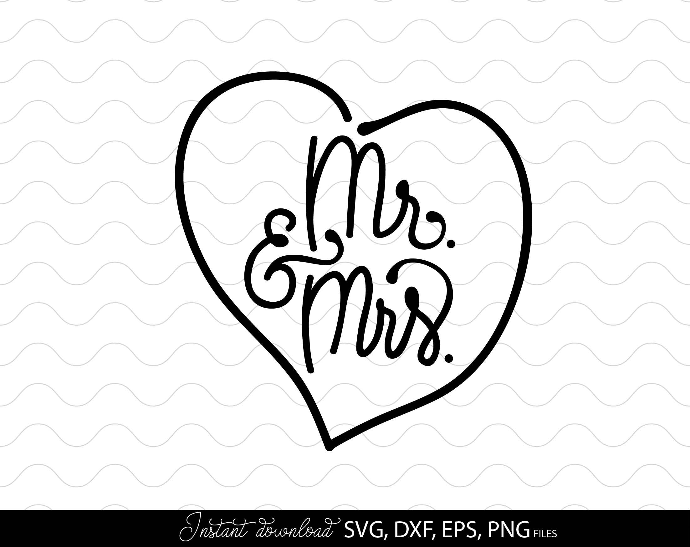 Mr and Mrs Heart SVG: Wedding Monogram Design (digital Download) - Etsy