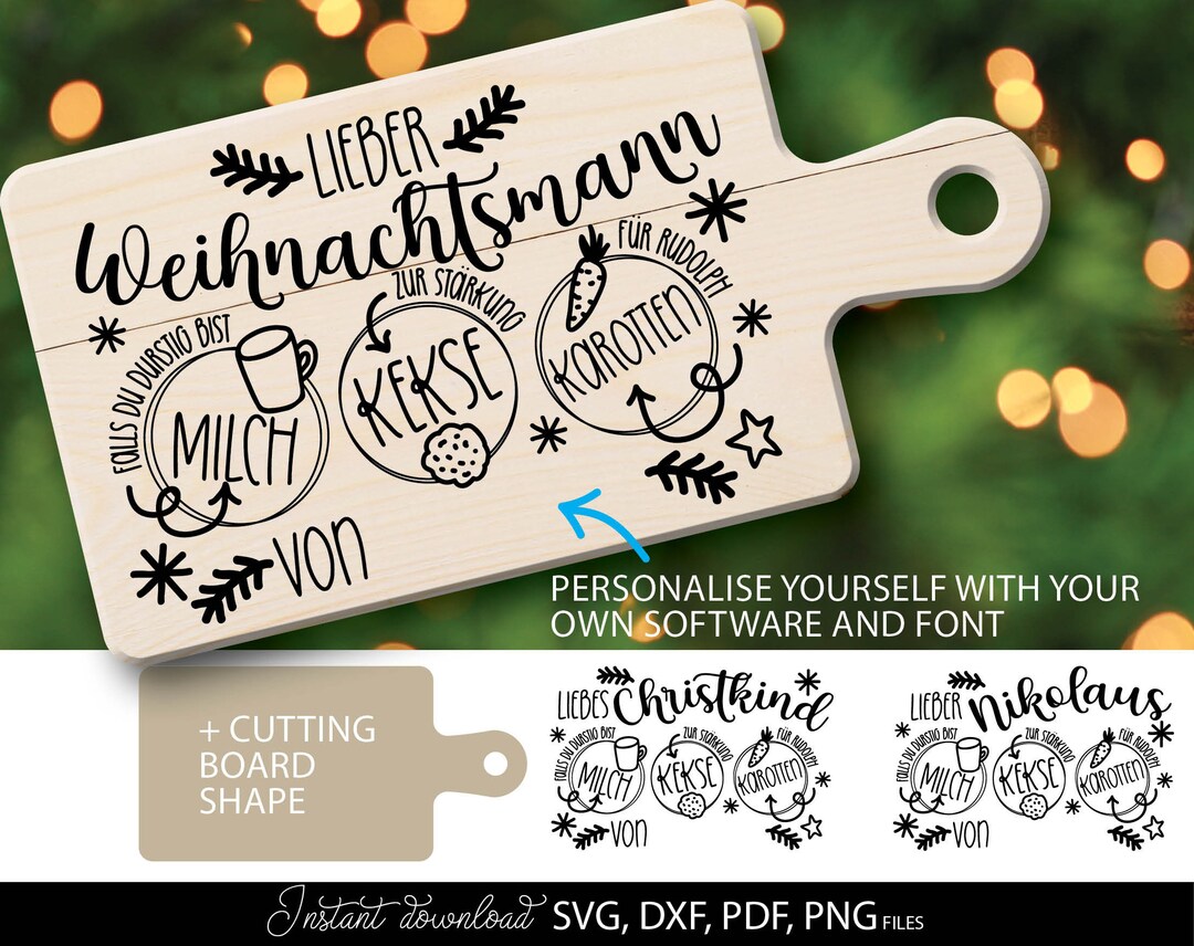 German Plotter File Board for Santa Claus German Weihnachsmann Küchenbrett Svg Png Santa Claus ...
