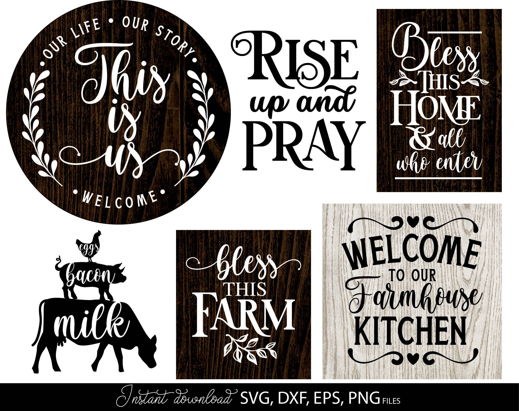 Farmhouse Kitchen SVG Bundle Kitchen Decor SVG Rustic Home - Etsy