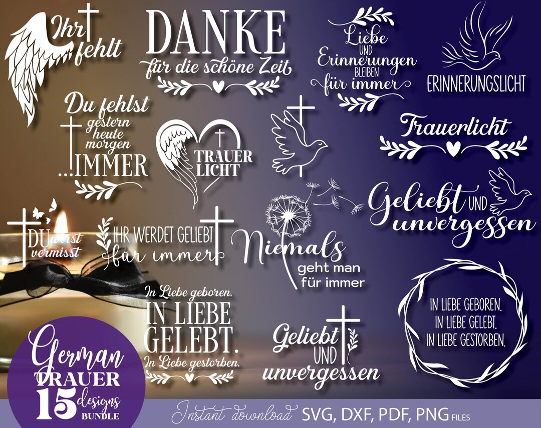 Plotter File Mourning Svg Png Bundle Farewell SVG German Plotter File ...