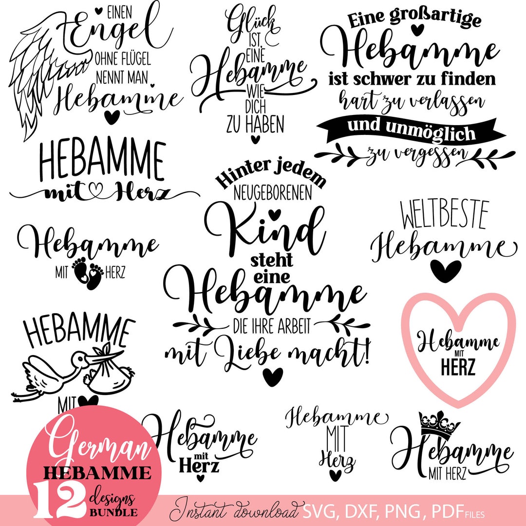 Hebamme Deutsche Sprüche - Hebamme Herz Svg Png Dxf Plotterdatei - Hebamme Geschenk Liebe Herz ...