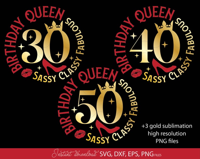 Birthday Queen Numbers SVG Bundle Sassy Classy Fabulous SVG - Etsy