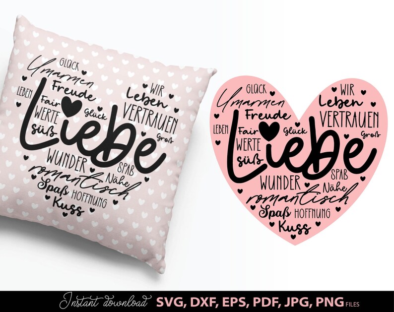 Deutsche liebe Plotterdatei SVG PNG DXF liebling heart svg - Etsy.de