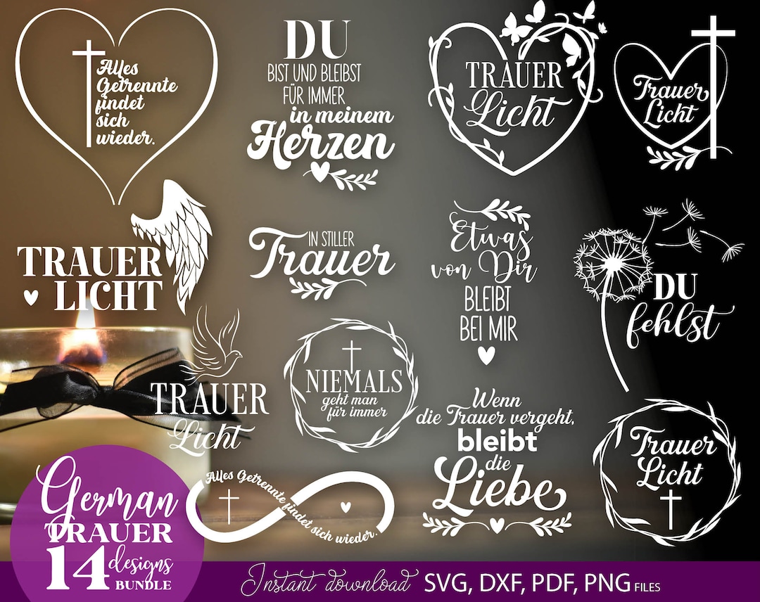 German Trauer Plotter File Bundle Svg Png Cricut Cross Silhouette Tod ...