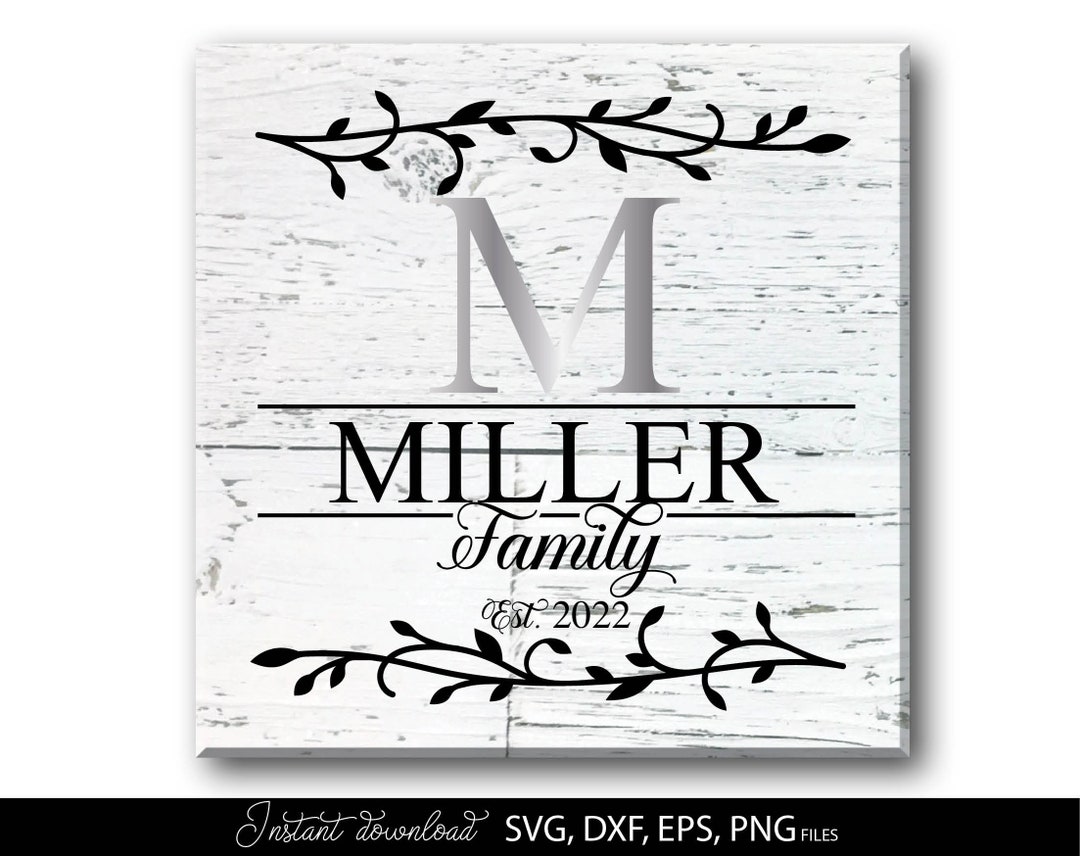 Regal Family Monogram Frame SVG PNG: Split Letter Sign (digital ...