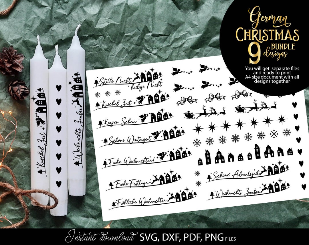 Bundle German Words Christmas SVG | Cut File German Lettering Christmas ...