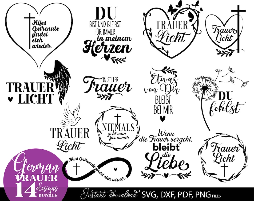 German Trauer Plotter File Bundle Svg Png, Cricut Cross Silhouette Tod ...