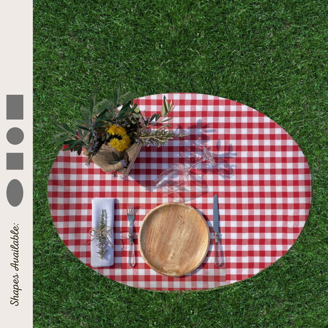Gingham Tablecloth Red Round Gingham Tablecloth Square Oval or ...