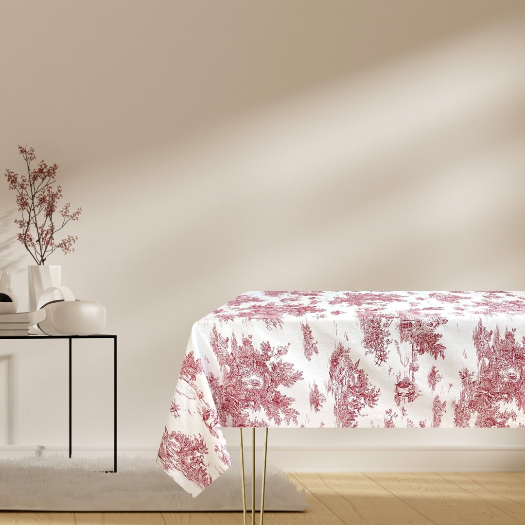 Toile De Jouy Pattern/custom Tablecloth Toile De Jouy White and Red ...