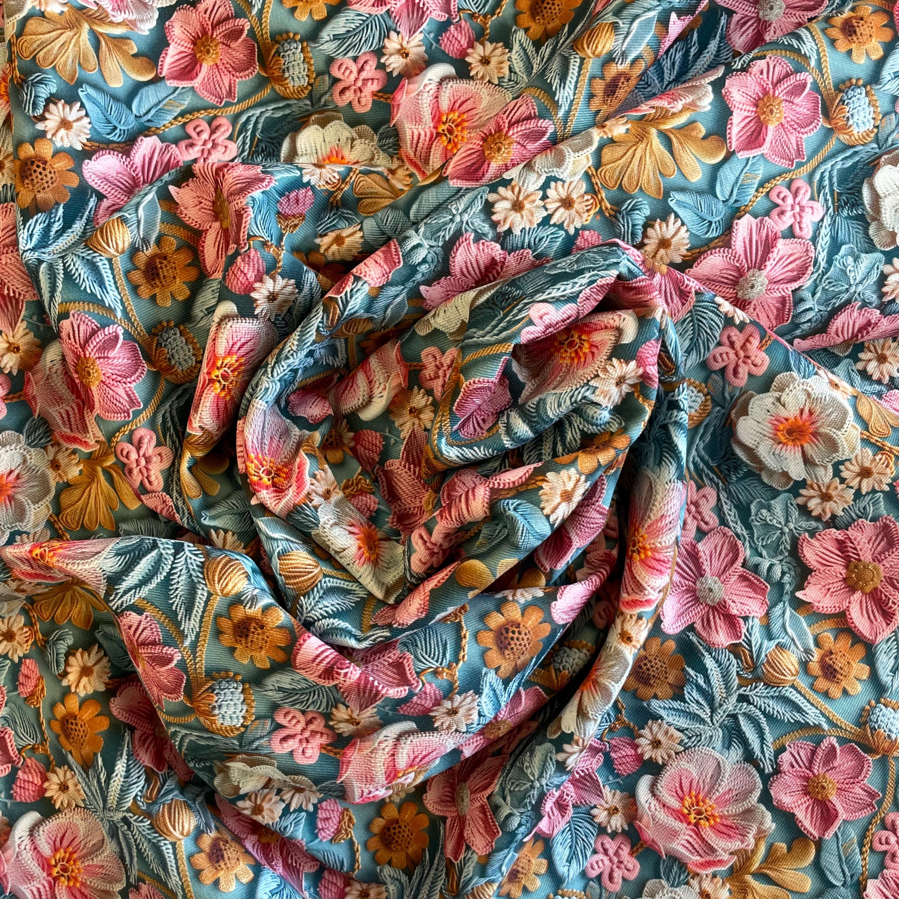 3D Fabric With Flowers/whimsical 3D Floral Fabric: Perfect for Creative ...