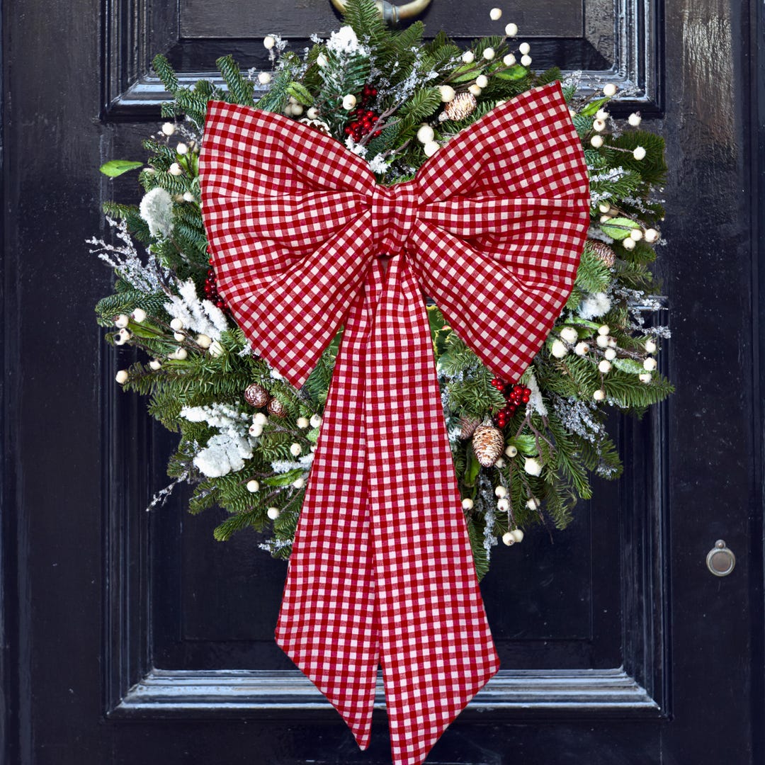 Giant Gingham Bow - Large Christmas Bow - Christmas Decoration 100% ...