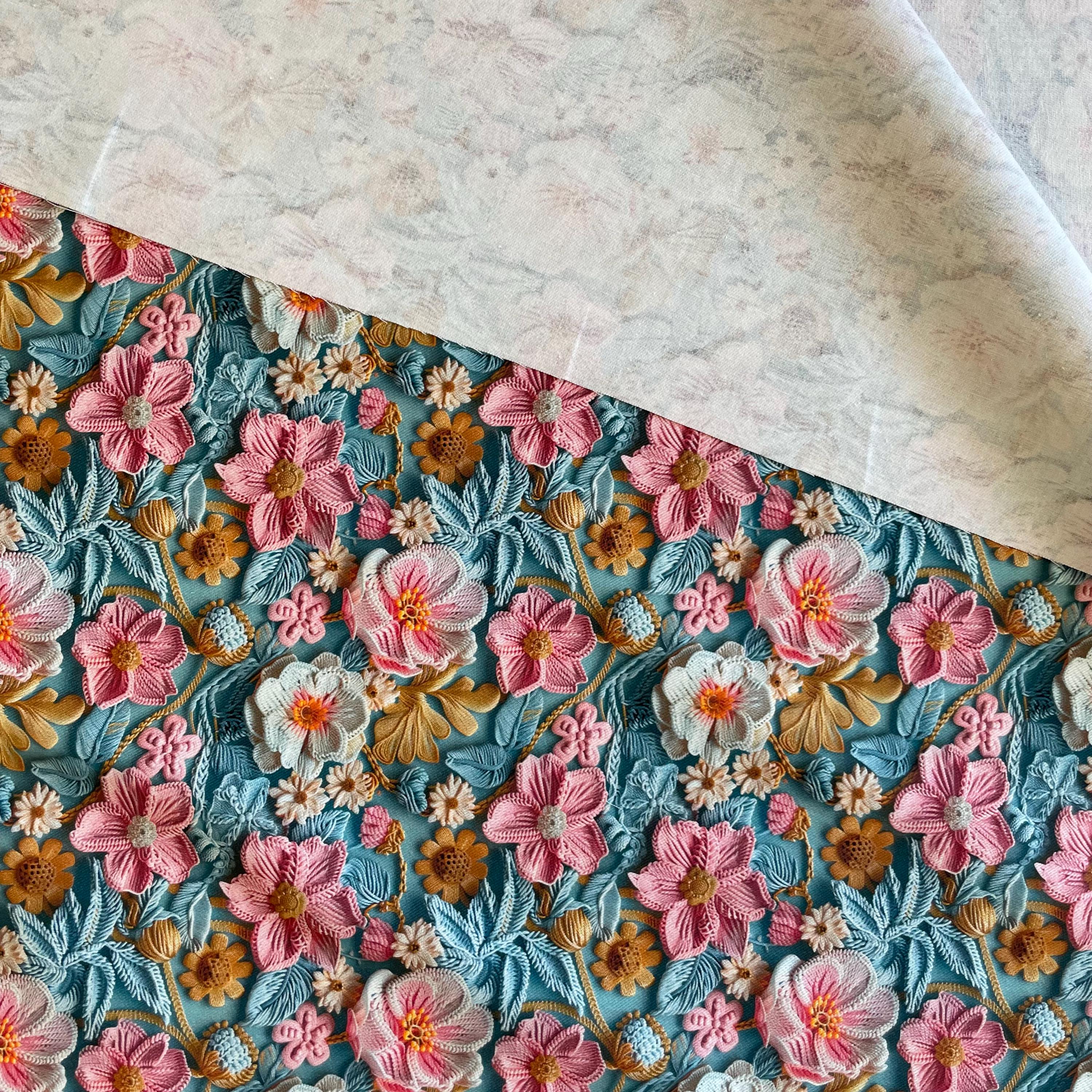 3D Fabric With Flowers/whimsical 3D Floral Fabric: Perfect for Creative ...
