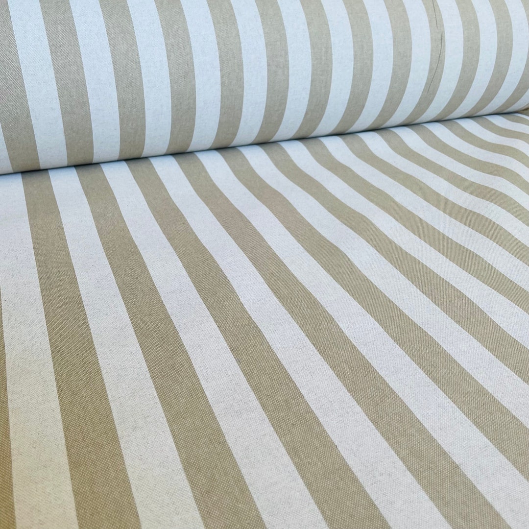 Striped Fabric by Meter/ High-quality Beige Striped Cotton Fabric 110 ...