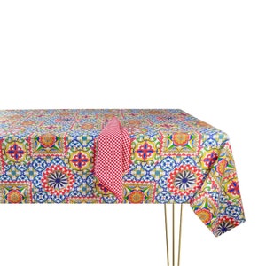 Italian Table Decorations/sicilian Tablecloth Majolica With Red Napkins ...
