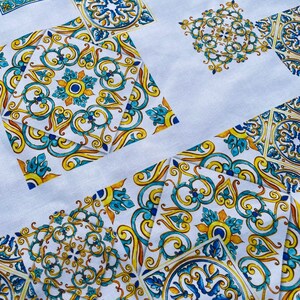 Fabric by Yard Sicilian Majolica Print Width 55" Cotton/ Fabric Cotton ...