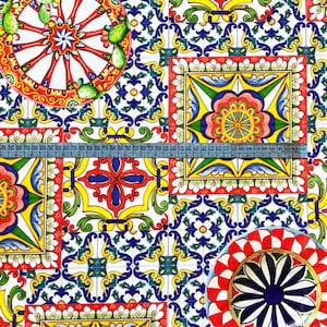 Mediterranean Fabric/ Sicilian Majolica Fabric Width 110"/sicilian ...