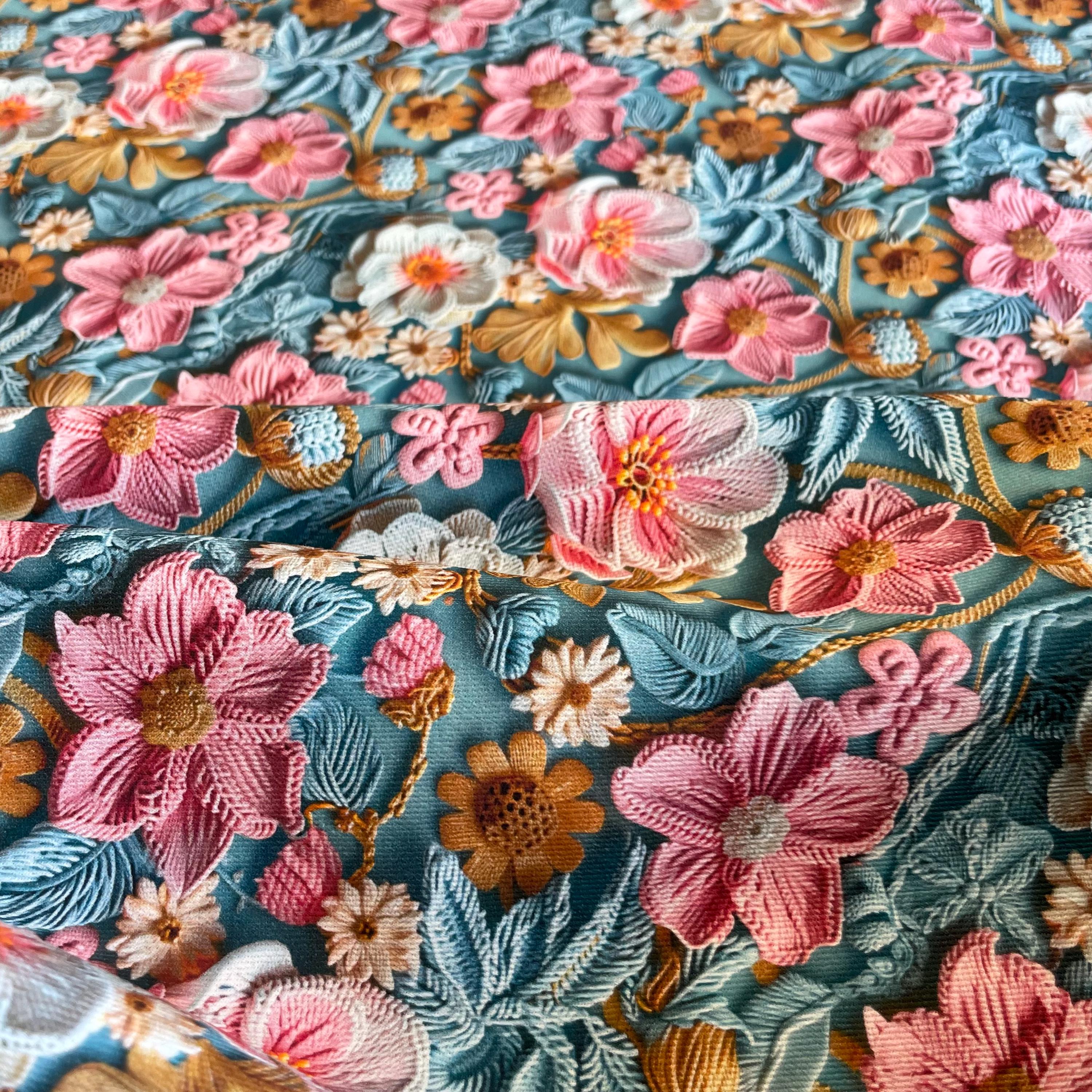 3D Fabric With Flowers/whimsical 3D Floral Fabric: Perfect for Creative ...